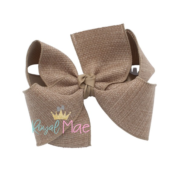 {Rustic Mae} Faux Burlap Hair Bow - Royal Mae Co.